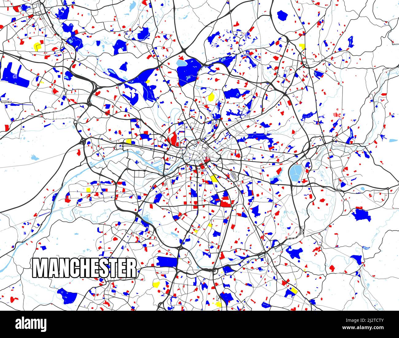 Map of Manchester, UK Mondrian Style Stock Vector Image & Art - Alamy