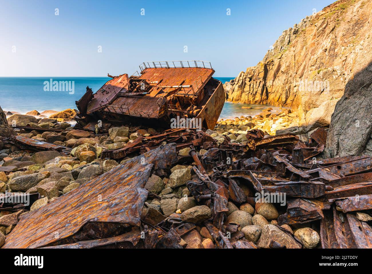 Shipwreck of MV RMS Mulheim, Land's End, Cornwall, England Stock Photo ...
