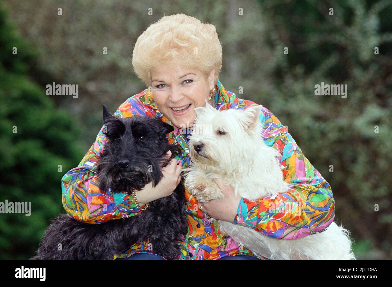 Actress Pam St. Clement with her two pet dogs. 14th April 1992 Stock ...
