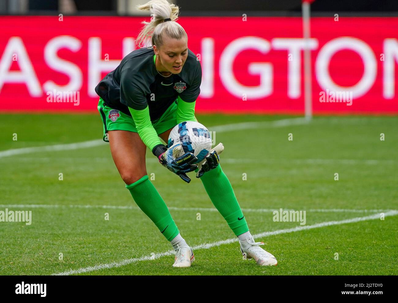 WASHINGTON, DC, USA - 03 APRIL 2022: Washington Spirit goalkeeper Devon ...