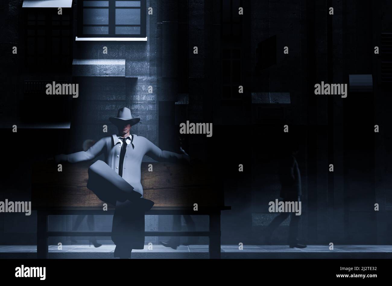 3d render illustration of noir style detective or gangster male in suit ...