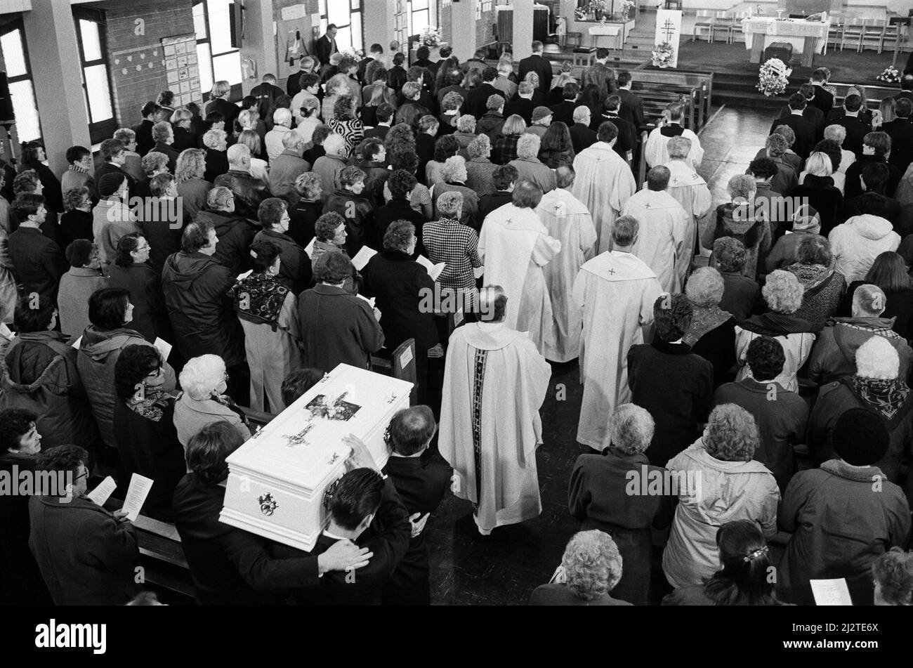 The funeral of James Bulger, Sacred Heart Church, Kirkby. 1st March ...