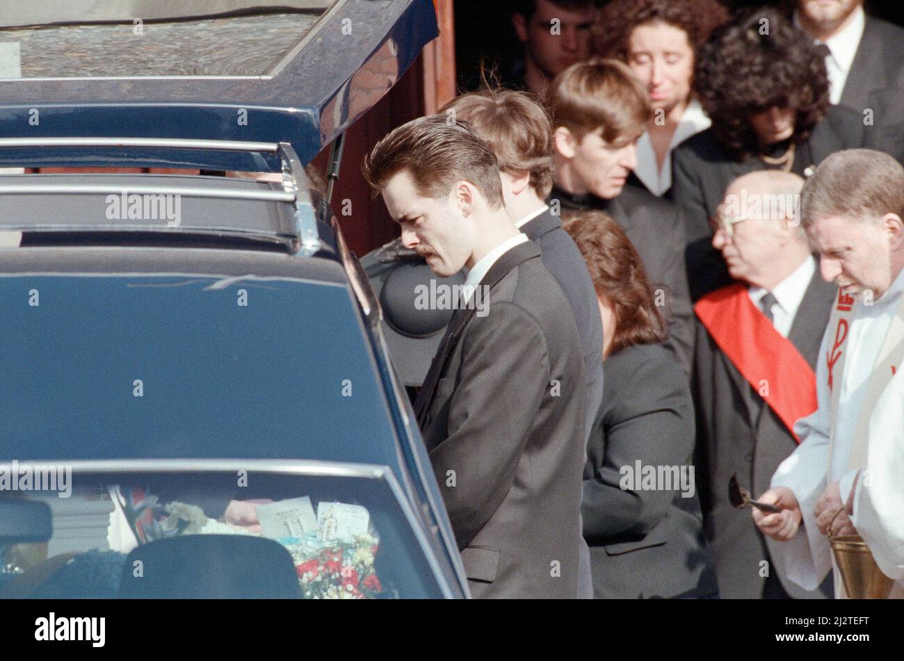 The funeral of James Bulger, Sacred Heart Church, Kirkby, Ralph Bulger ...