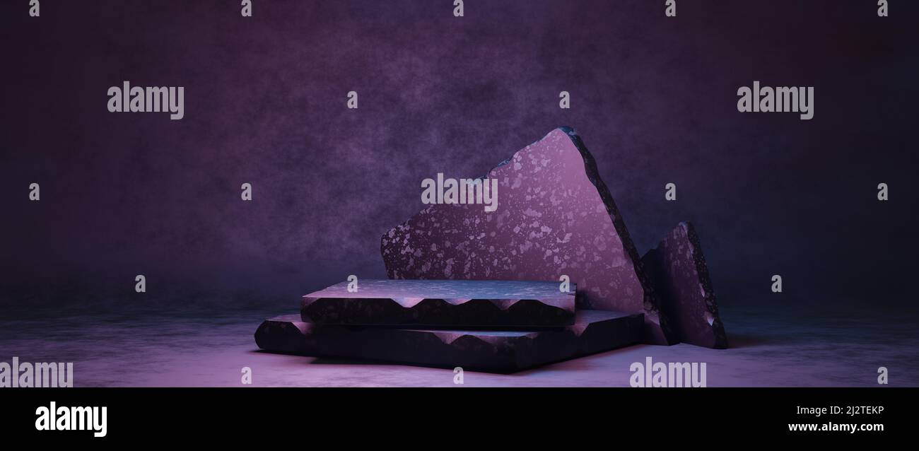 Sophisticated Dark Showcase Podium Pedestal Fashionable Dark Neon ...