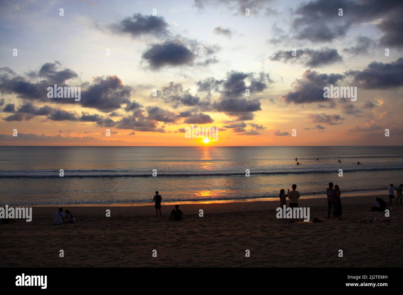 Sunset at Kuta Beach in Kuta, Bali, Indonesia Stock Photo - Alamy