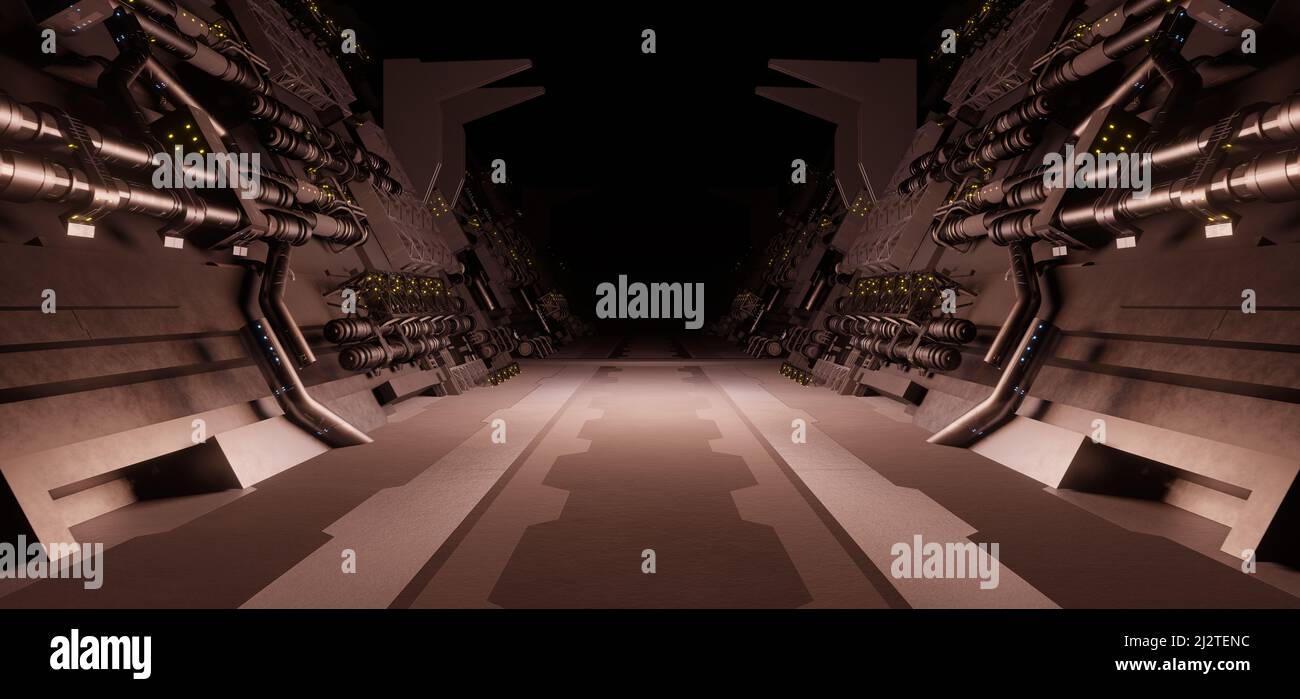 Futuristic Industrial Robotic Facility Laboratory Dark Colors ...