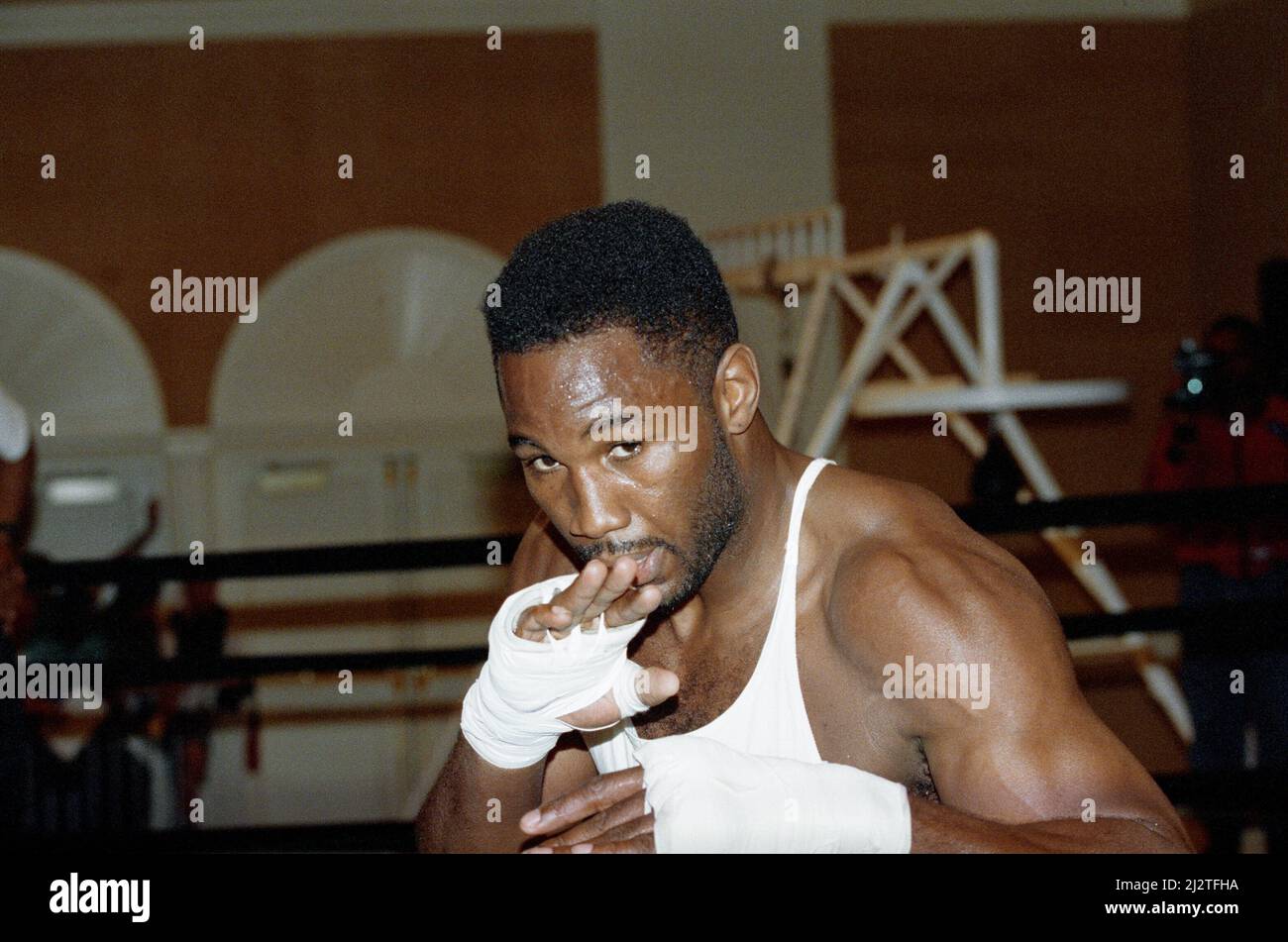 Lennox Lewis training ahead of his world title bout with Tony Tucker ...