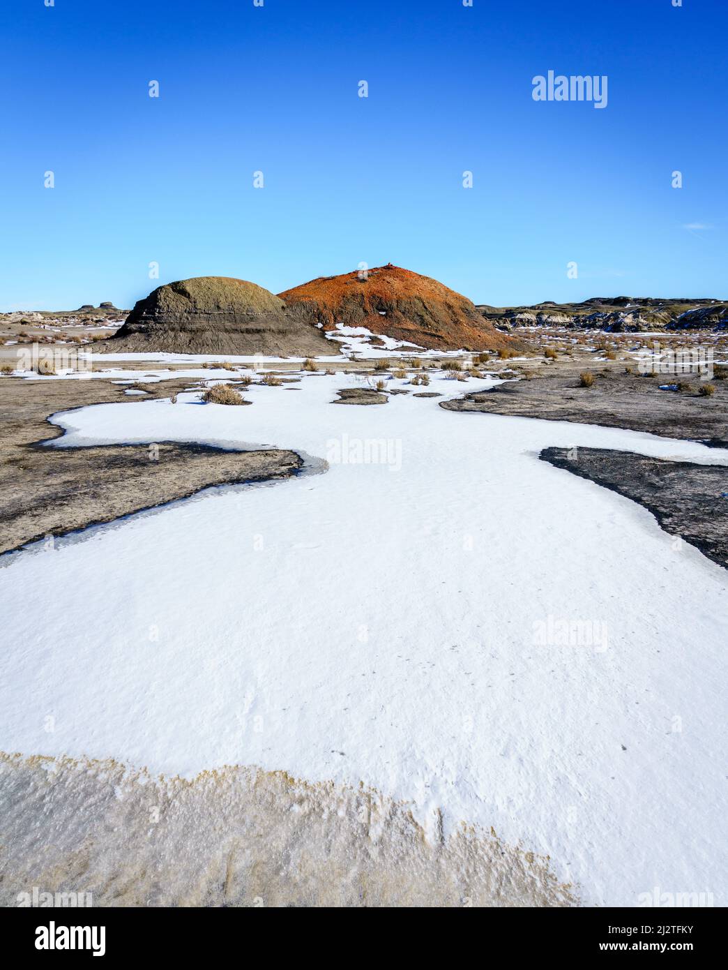 Scenic view of Bisti De-Na-Zin Wilderness area in New Mexico in winter ...