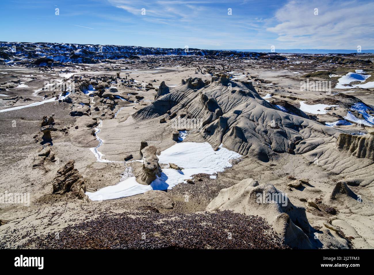 Scenic view of Bisti De-Na-Zin Wilderness area in New Mexico in winter ...