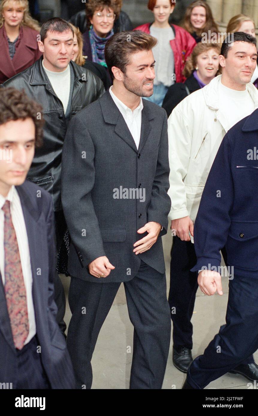 Singer George Michael leaving the High Court after the law suit against ...