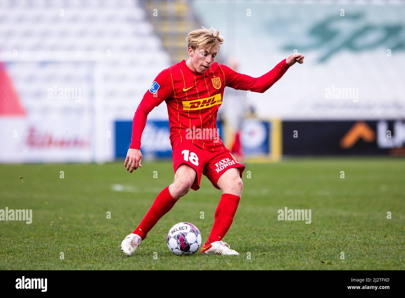 Odense, Denmark. 03rd Apr, 2022. Mads Bidstrup (18) of FC Nordsjaelland seen during the 3F ...