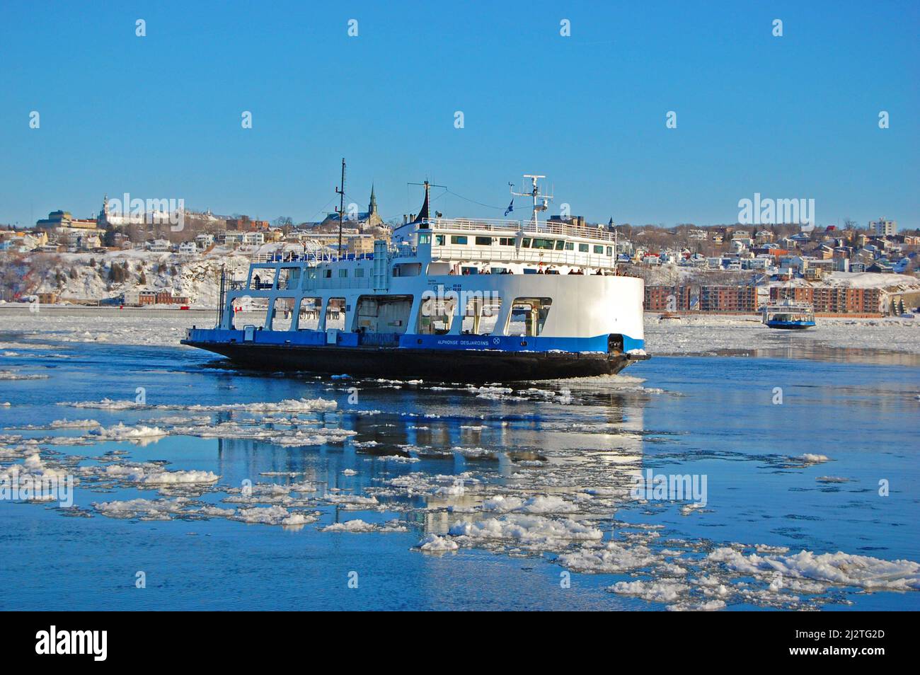Ferry on St. Lawrence River in Old Quebec City, connecting Quebec and ...