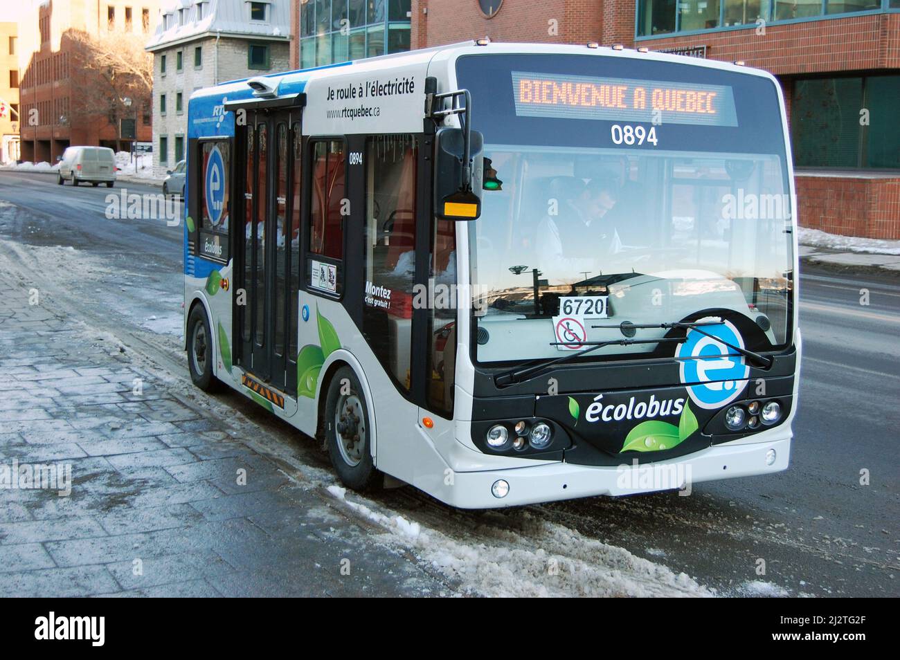 Free electric mini bus ecolobus in historic Quebec City, QC, Canada ...