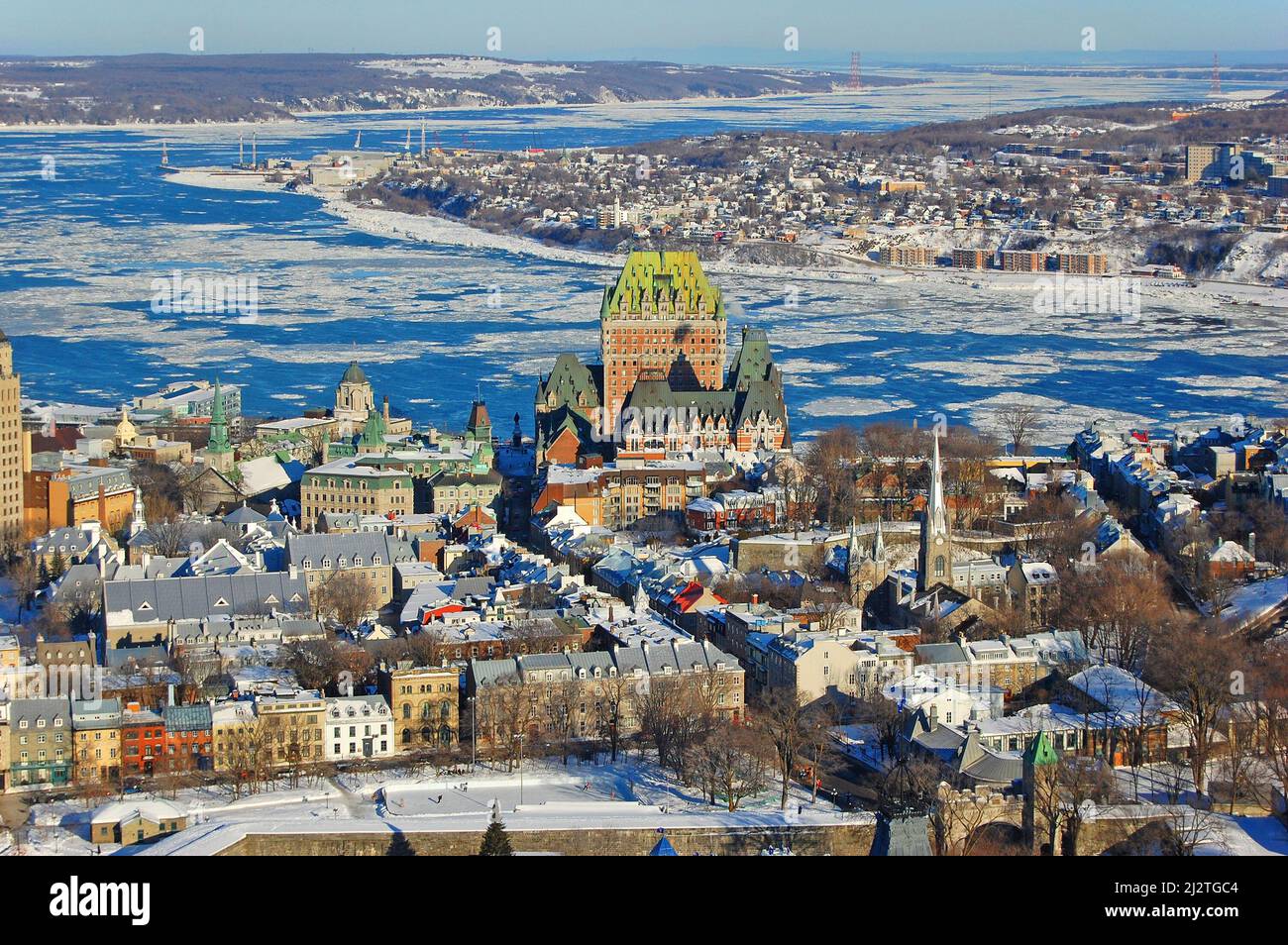 Aerial view of Chateau Frontenac in Old Quebec City World Heritage Site ...