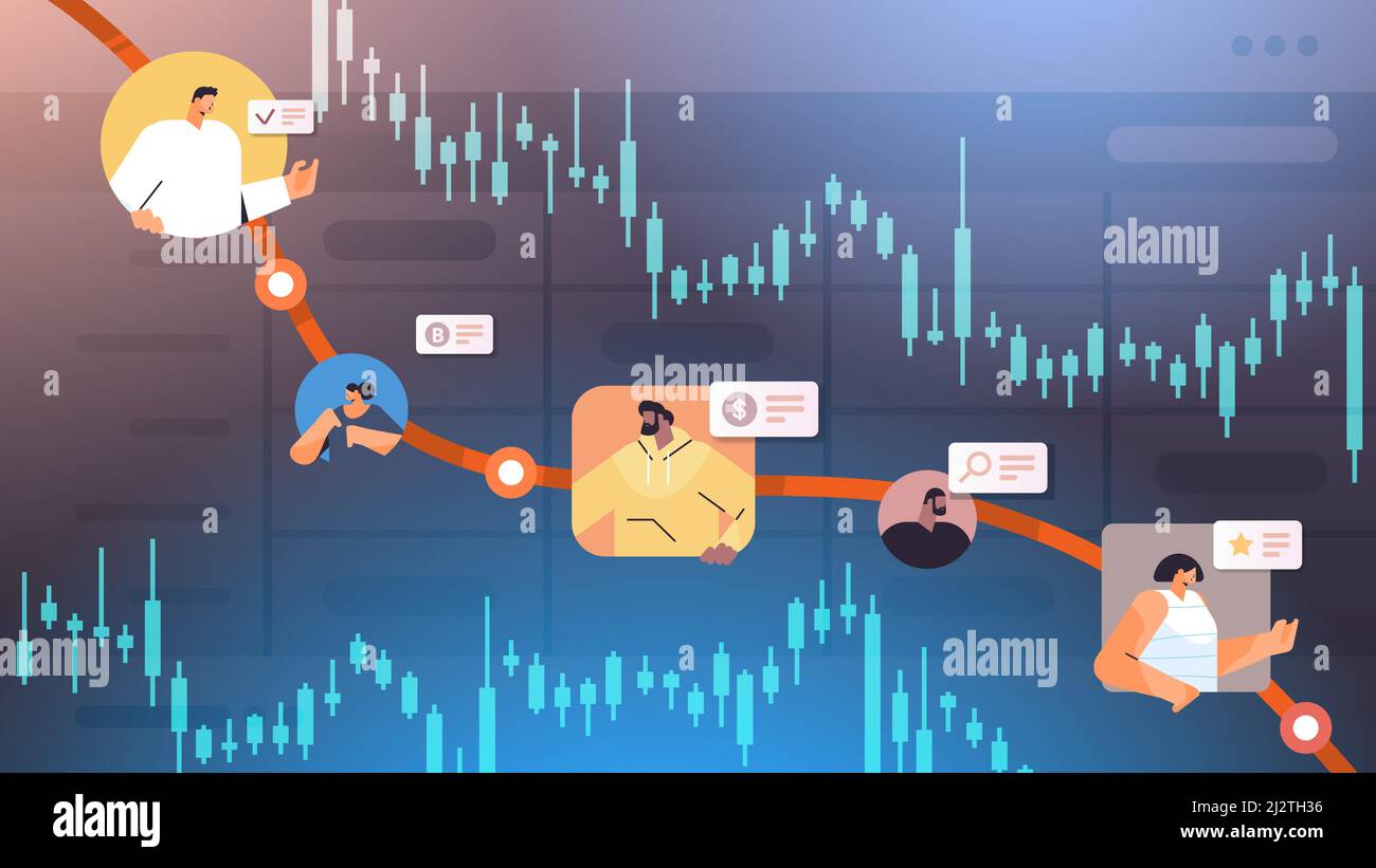 traders analyzing falling down stock market trading graph candlestick ...