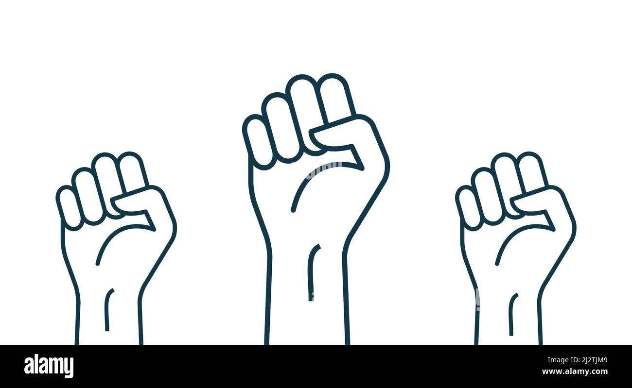 Fist hand power logo. Protest strong fist raised fight icon, rebel ...