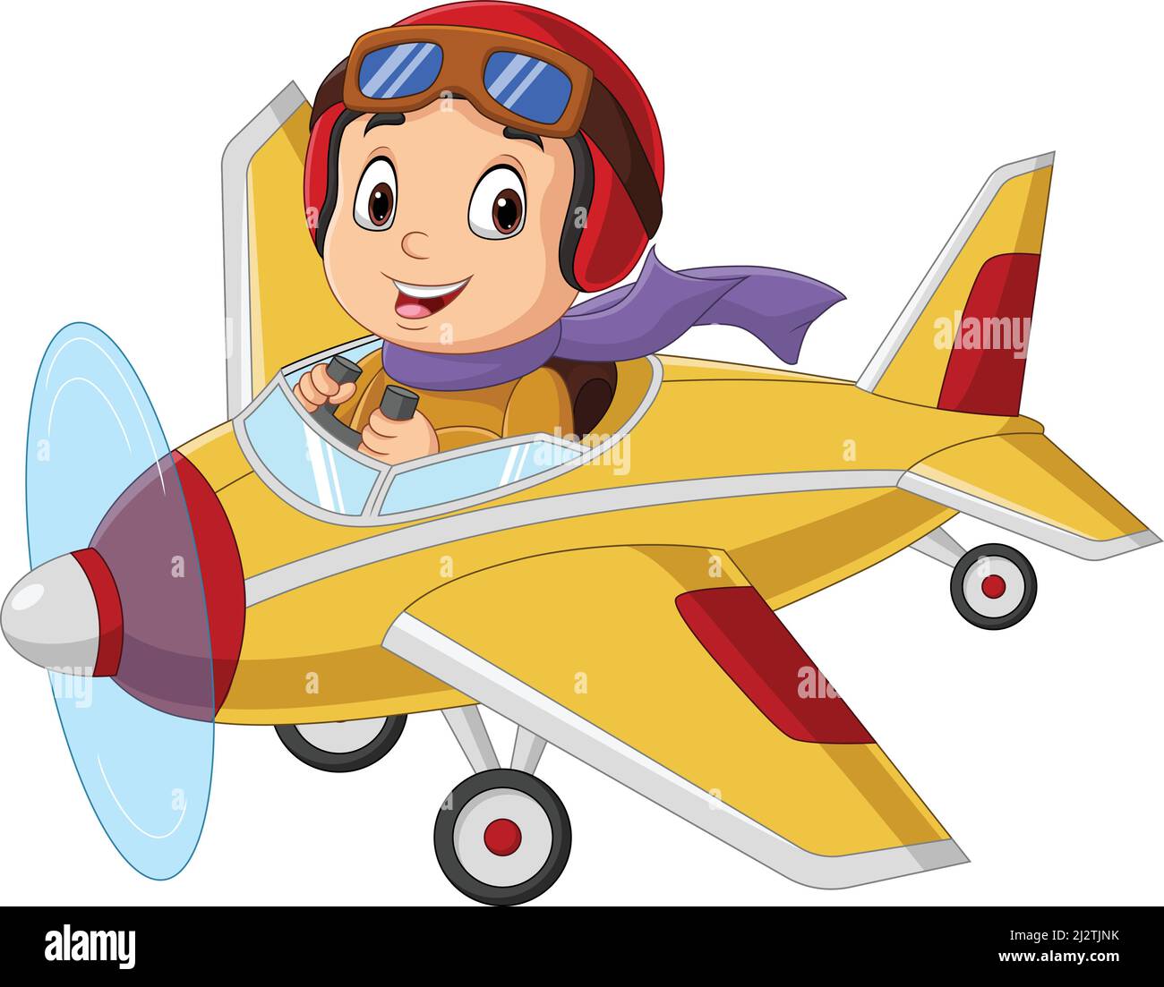 Cartoon little boy operating a plane Stock Vector Image & Art - Alamy