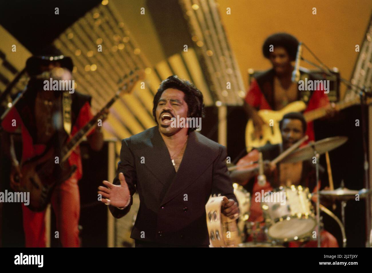 James Brown Live in concert, performing in 1977 Credit: Jeffrey Mayer ...