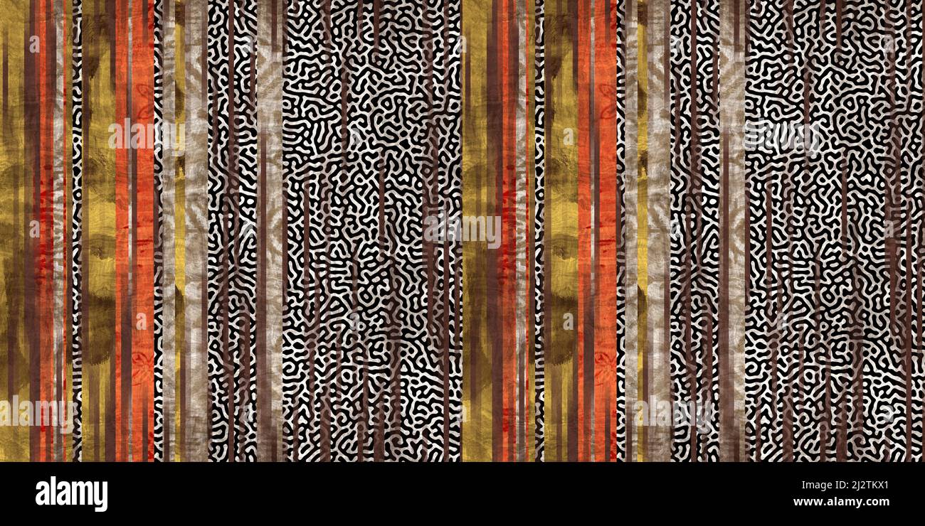 Seamless tribal ethnic stripe grungy border surface pattern design for ...