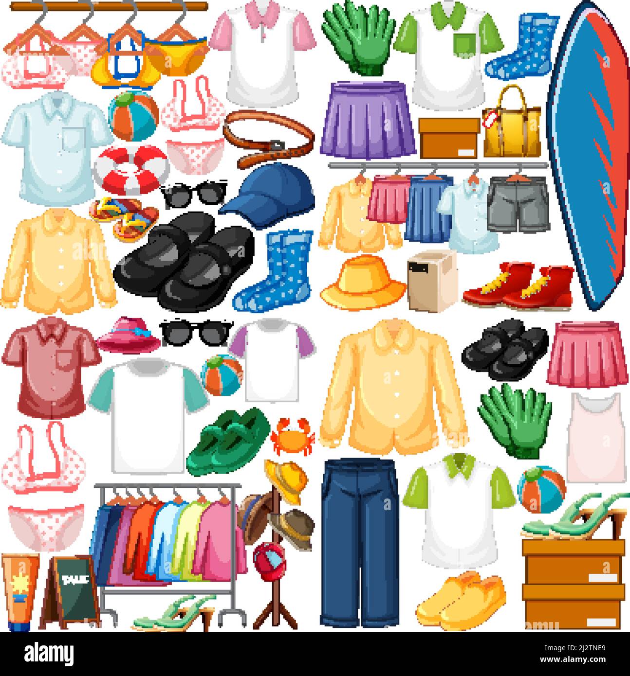 A set of different cloth on white background illustration Stock Vector ...