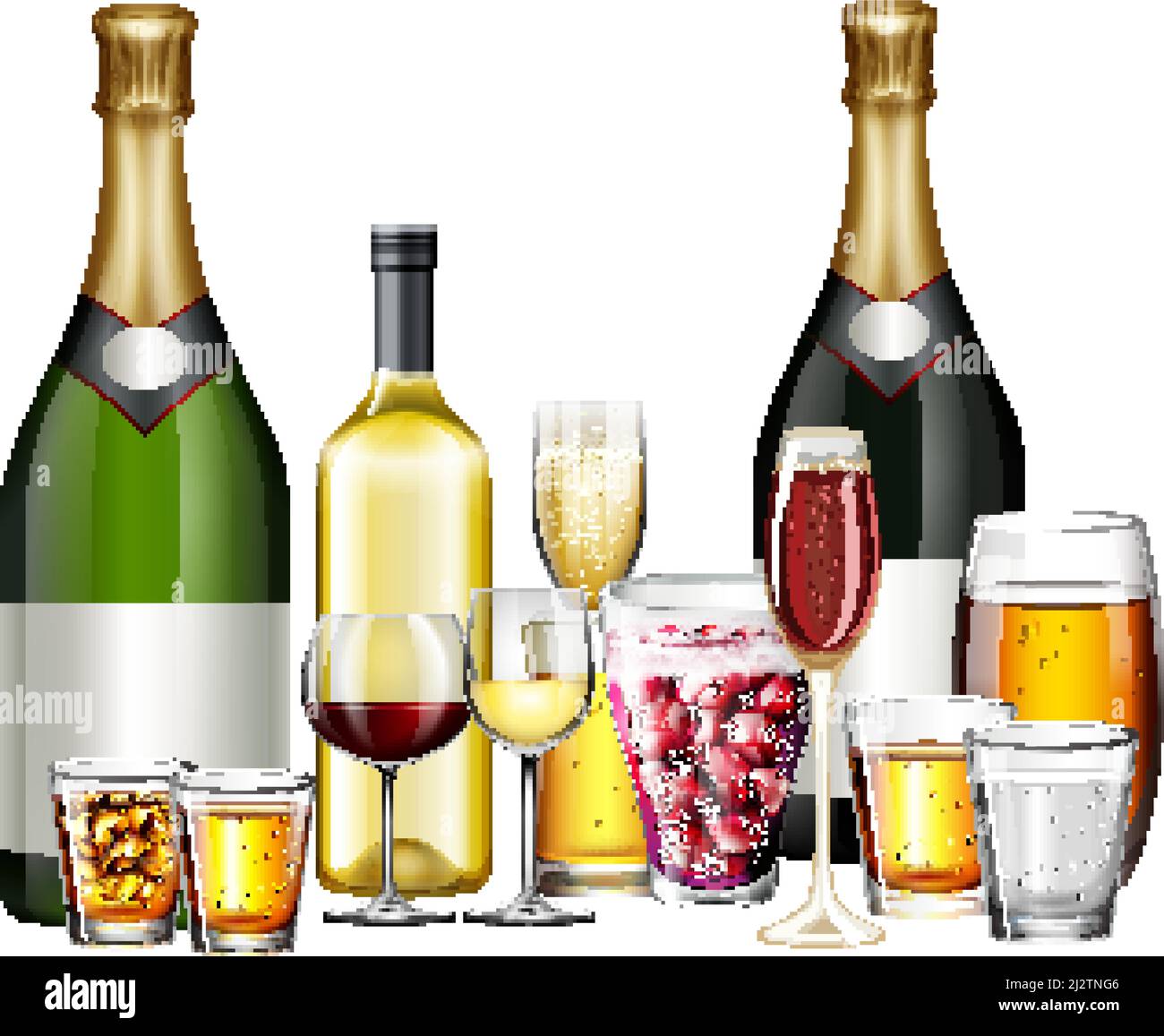 Alcoholic drinks set on white background illustration Stock Vector ...