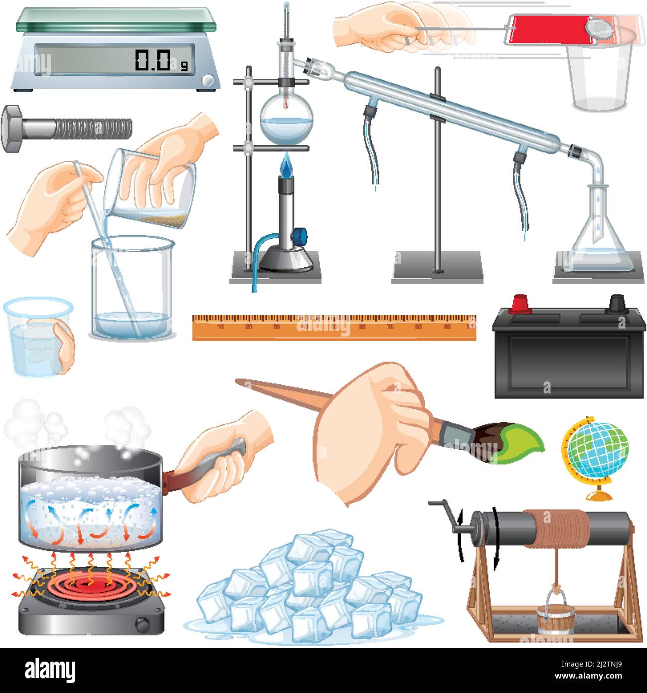 Many science equipments on white background illustration Stock Vector ...