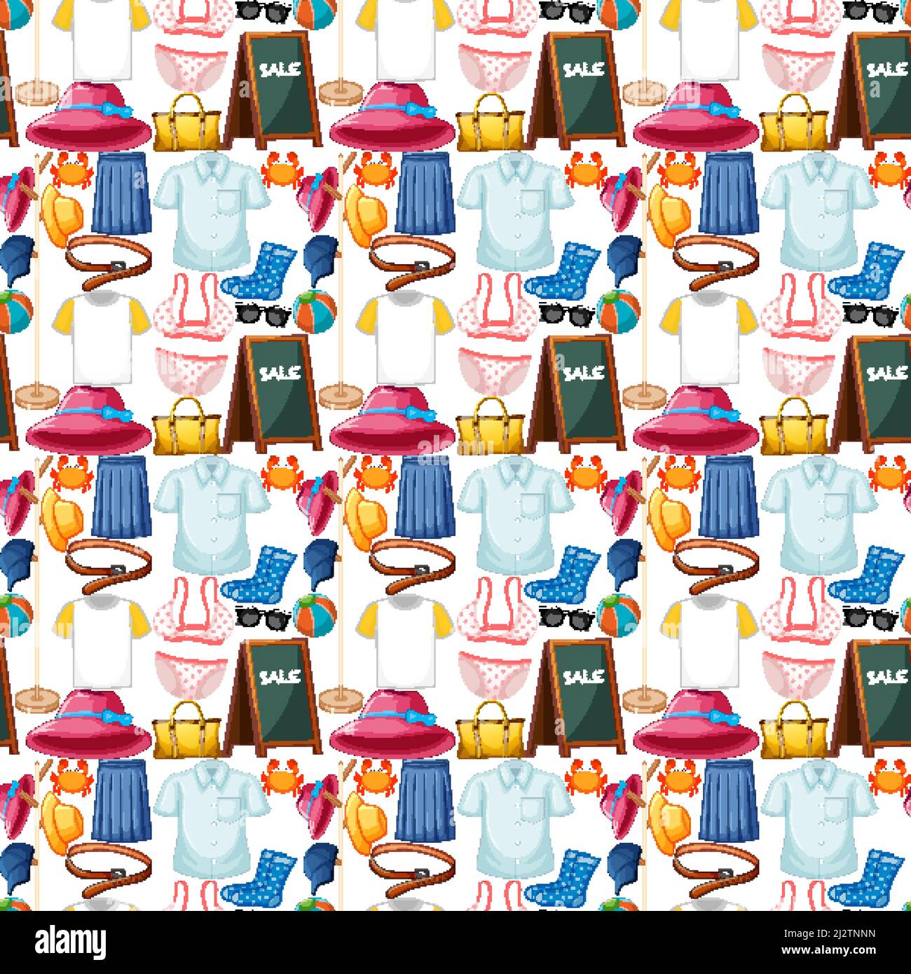 Seamless background design with cloth theme on white background ...