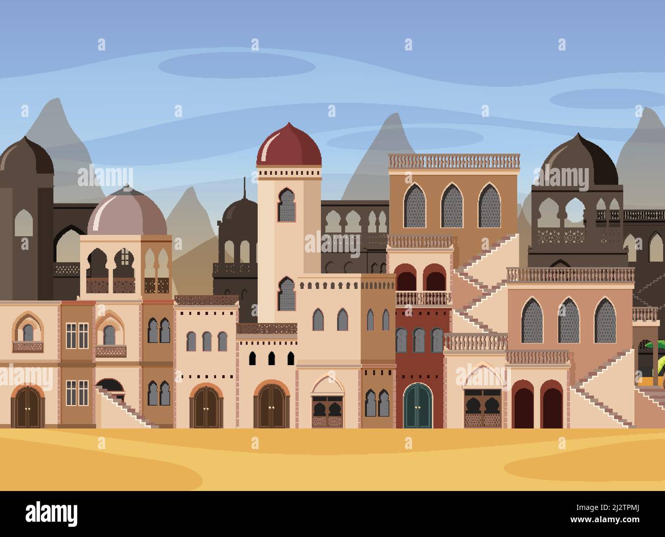 Scene with many buildings in city illustration Stock Vector Image & Art ...