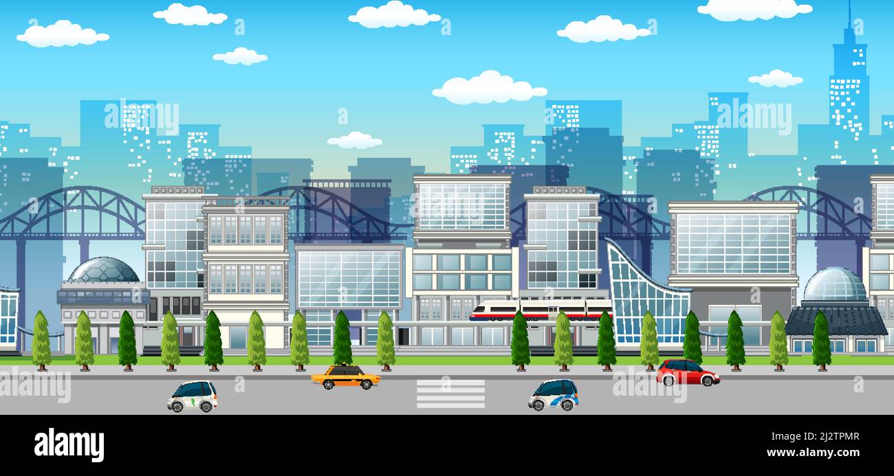 City building view at daytime illustration Stock Vector Image & Art - Alamy