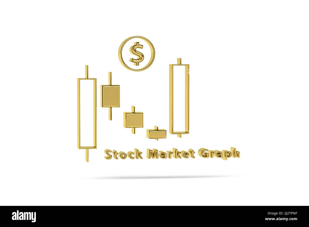 Golden 3d candlestick chart icon isolated on white background - 3d ...