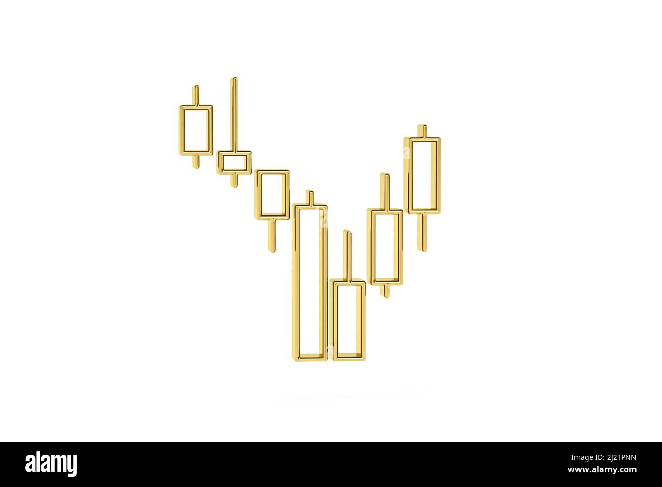 Golden 3d candlestick chart icon isolated on white background - 3d ...