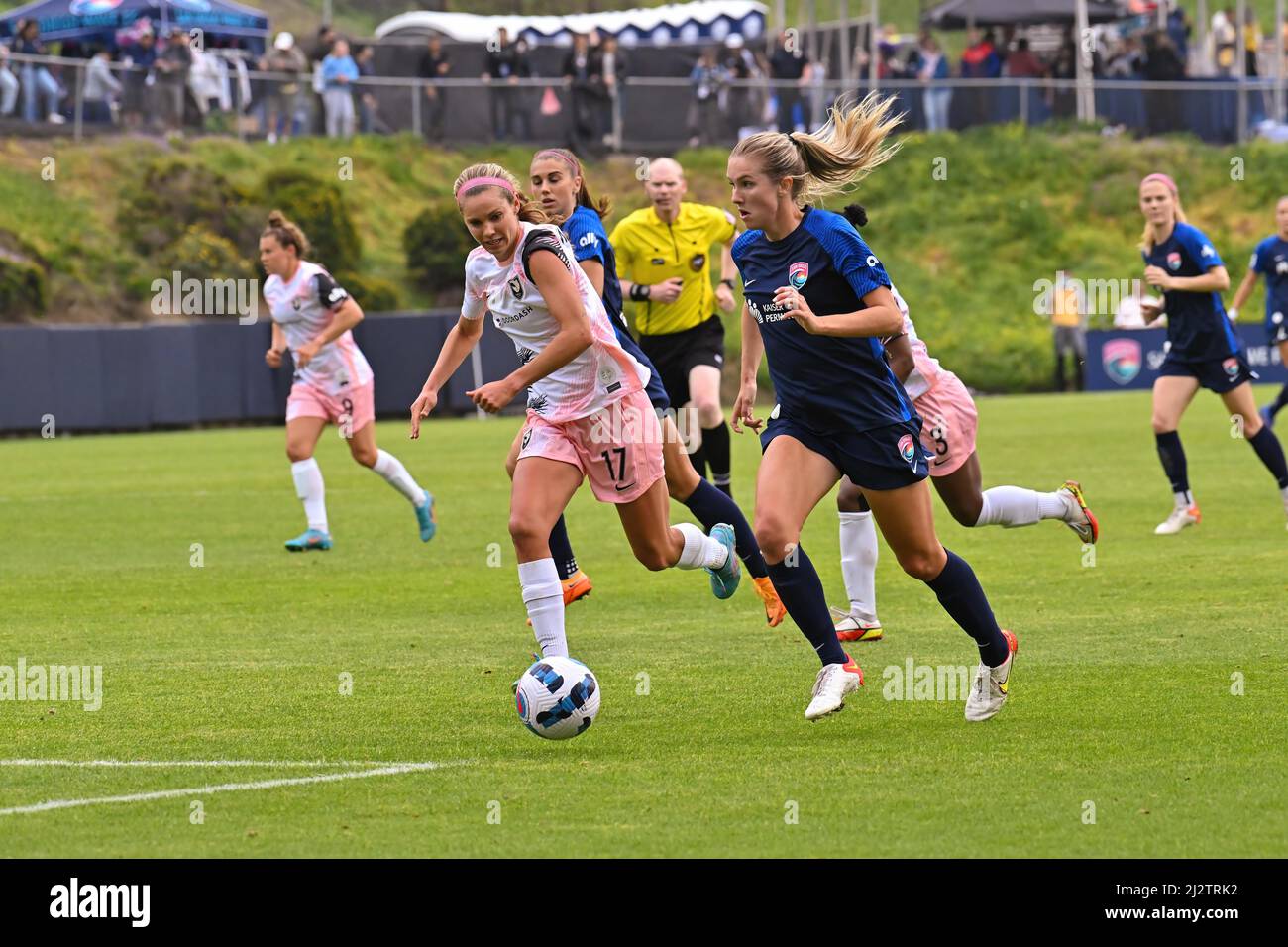 April 02, 2022: San Diego Wave FC midfielder Kelsey Turnbow (6) during ...