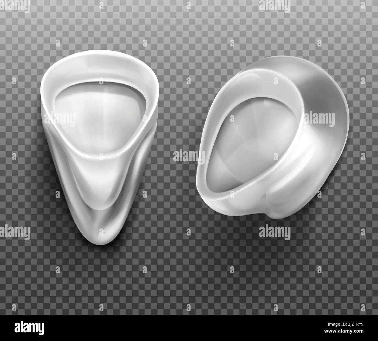 Ceramic urinal in male toilet front and side view. Equipment for public ...