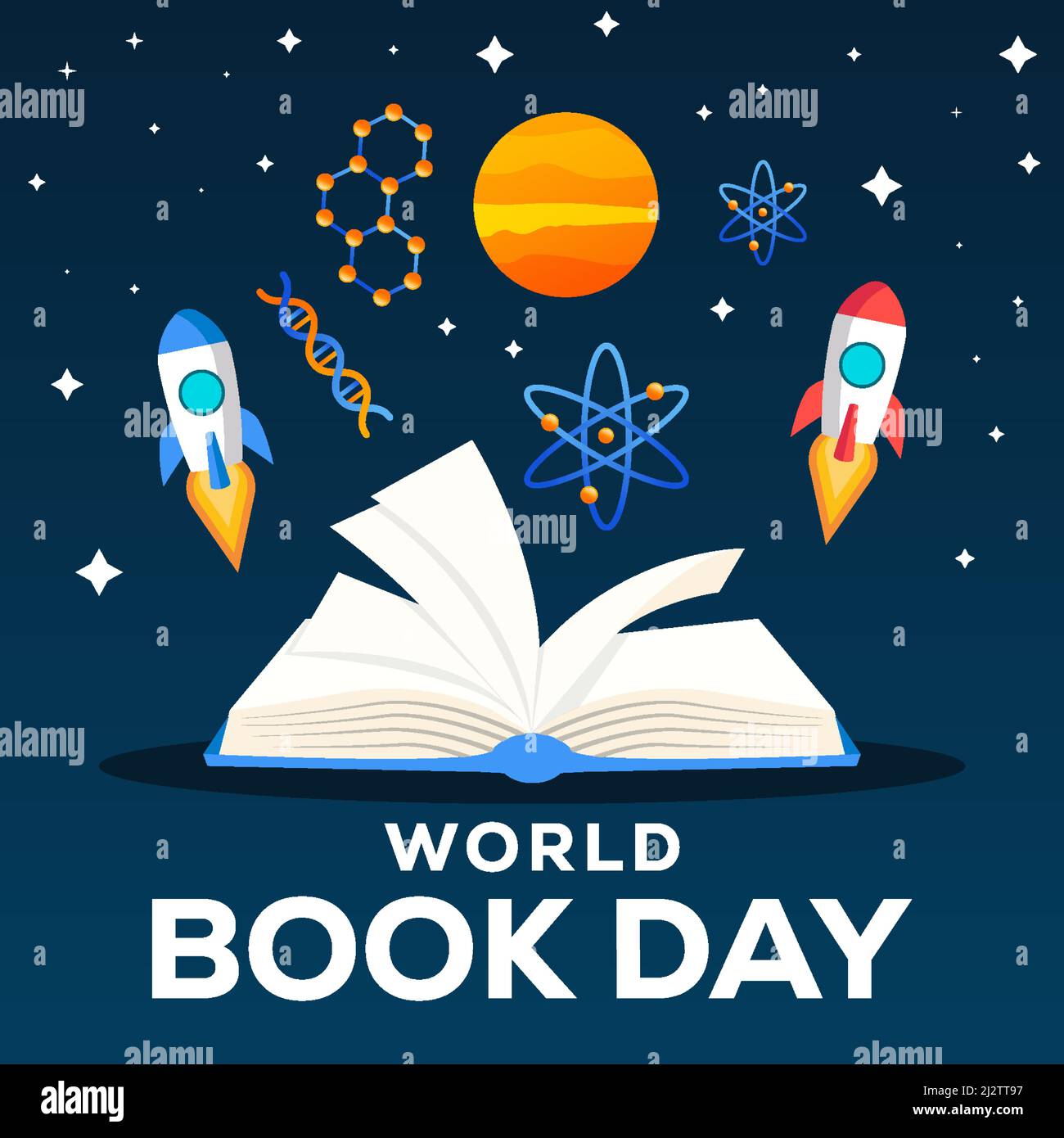 world books day illustration in flat design Stock Vector Image & Art ...