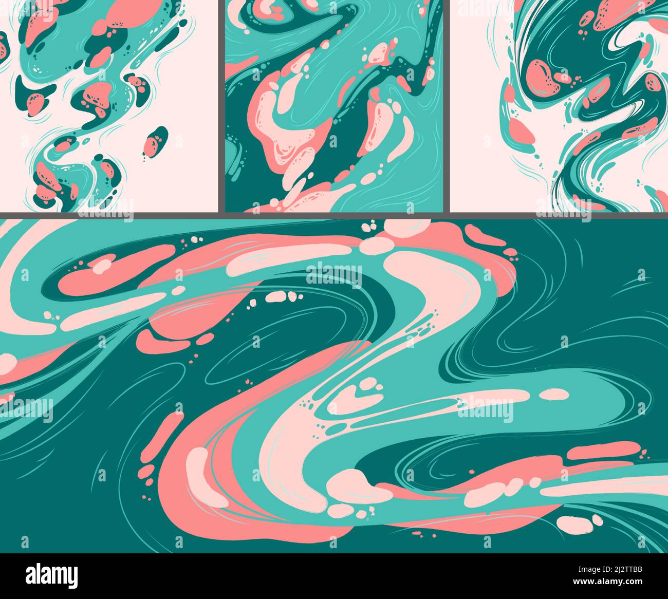 Modern posters with abstract fluid pattern, flow shapes and lines ...