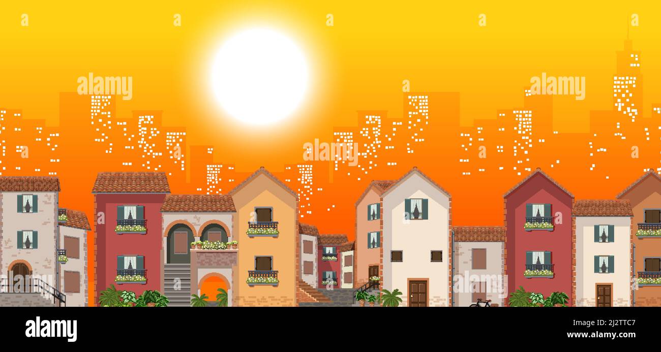 Suburban cityscape cartoon background illustration Stock Vector Image ...