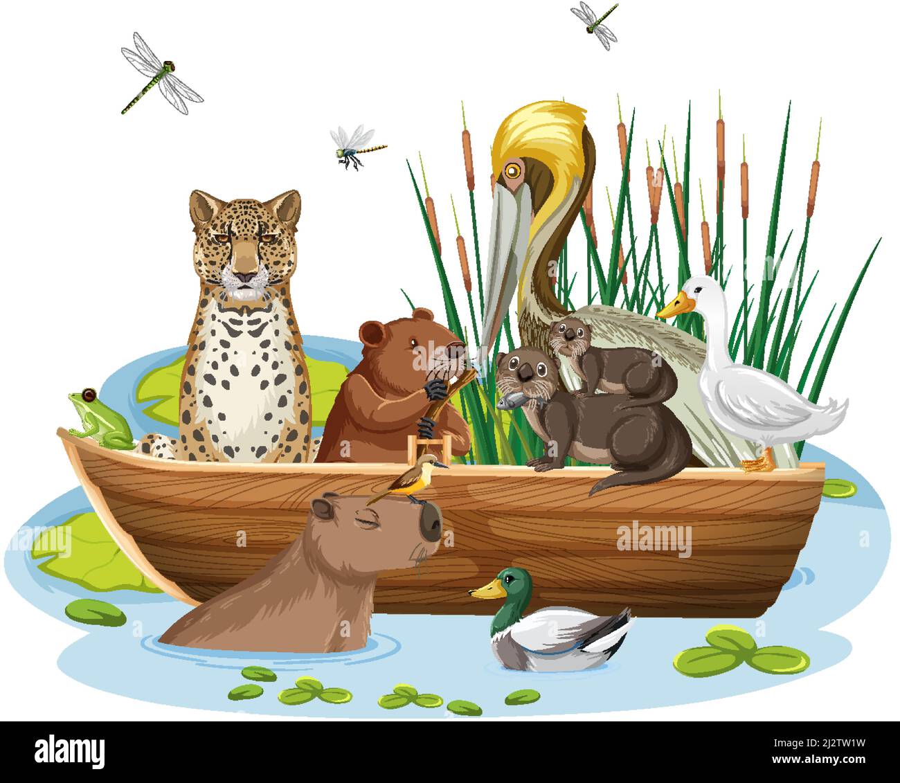 Many animals on the boat illustration Stock Vector Image & Art - Alamy