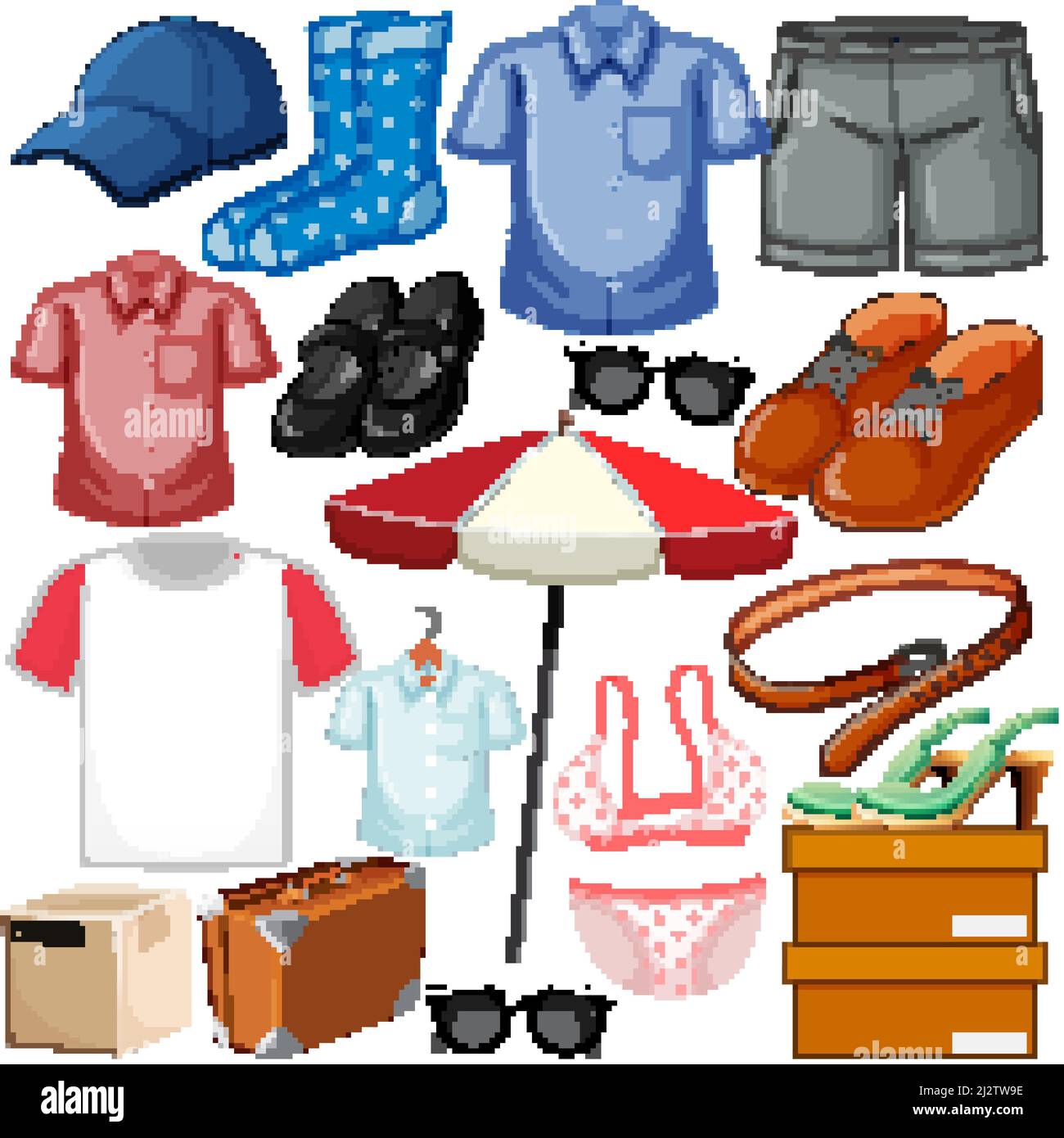 A set of different cloth on white background illustration Stock Vector ...