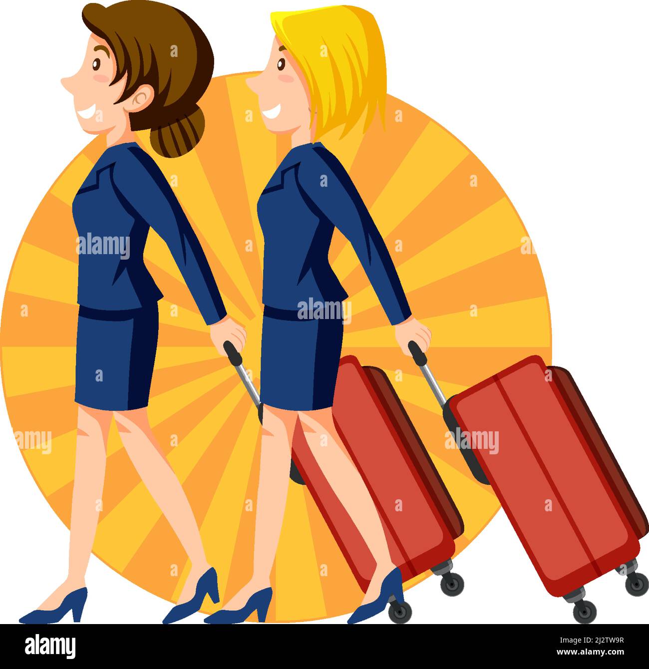 Air hostess travel holiday theme with luggage illustration Stock Vector ...