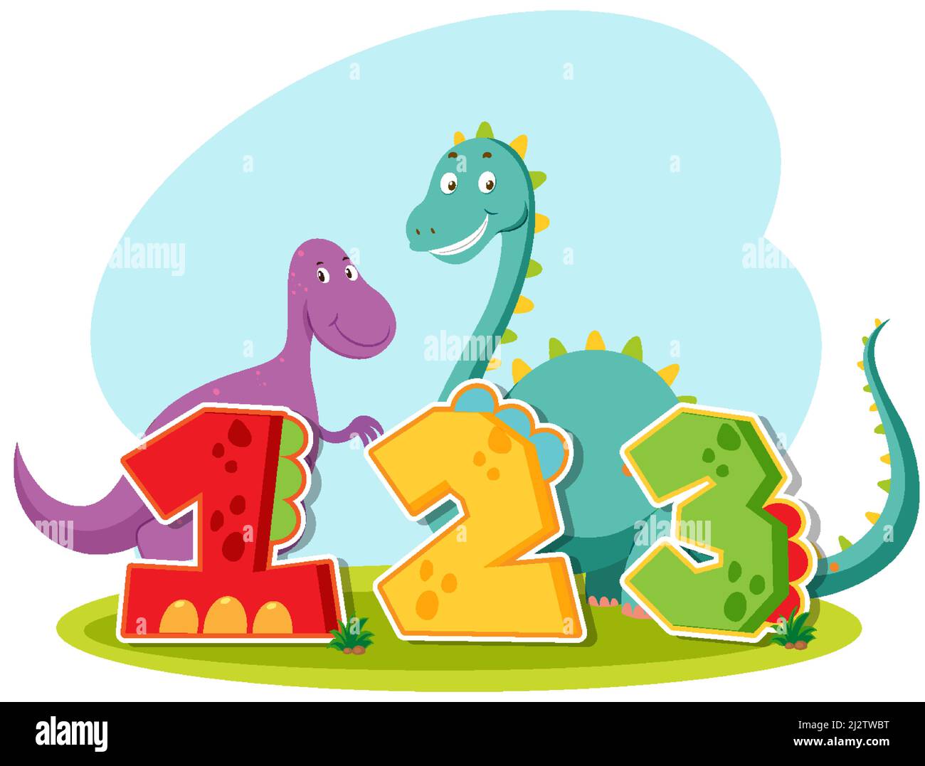 Number one two three with dinosaur cartoon illustration Stock Vector ...