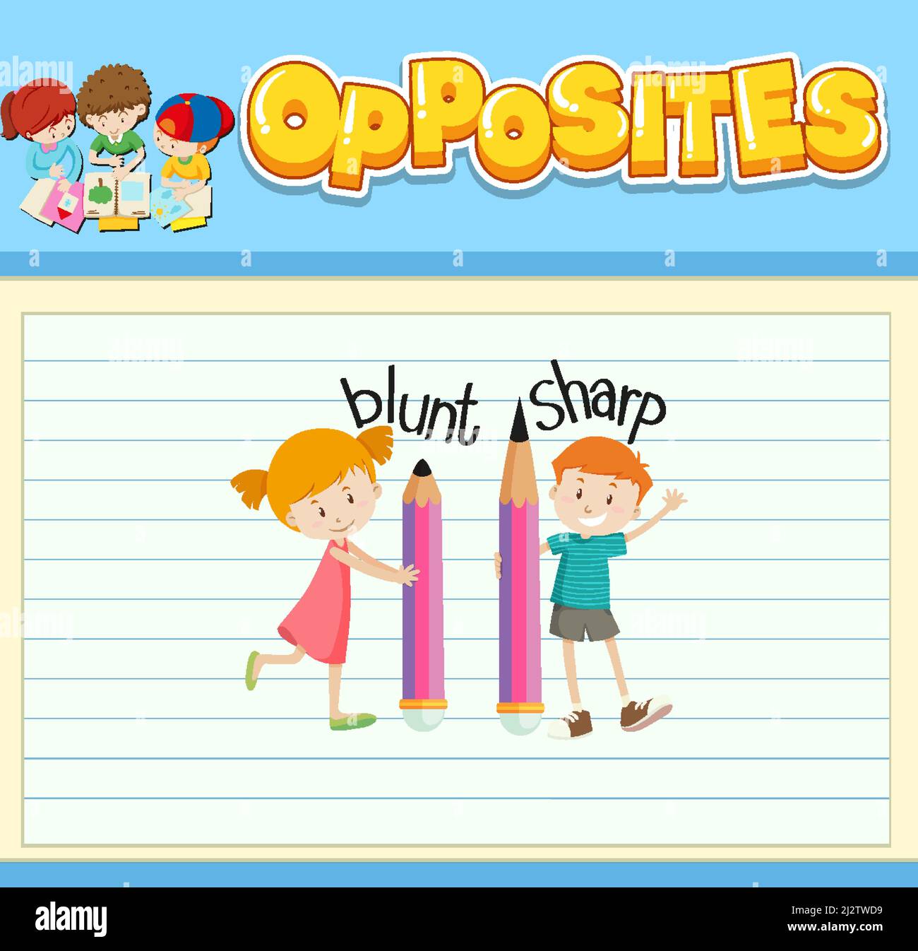 Education word card of English opposites word illustration Stock Vector ...