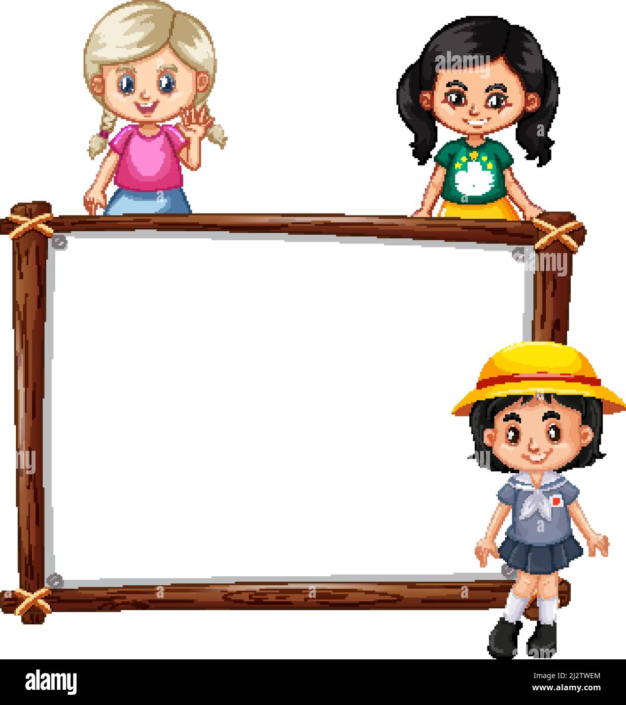 Board template with happy kids illustration Stock Vector Image & Art ...