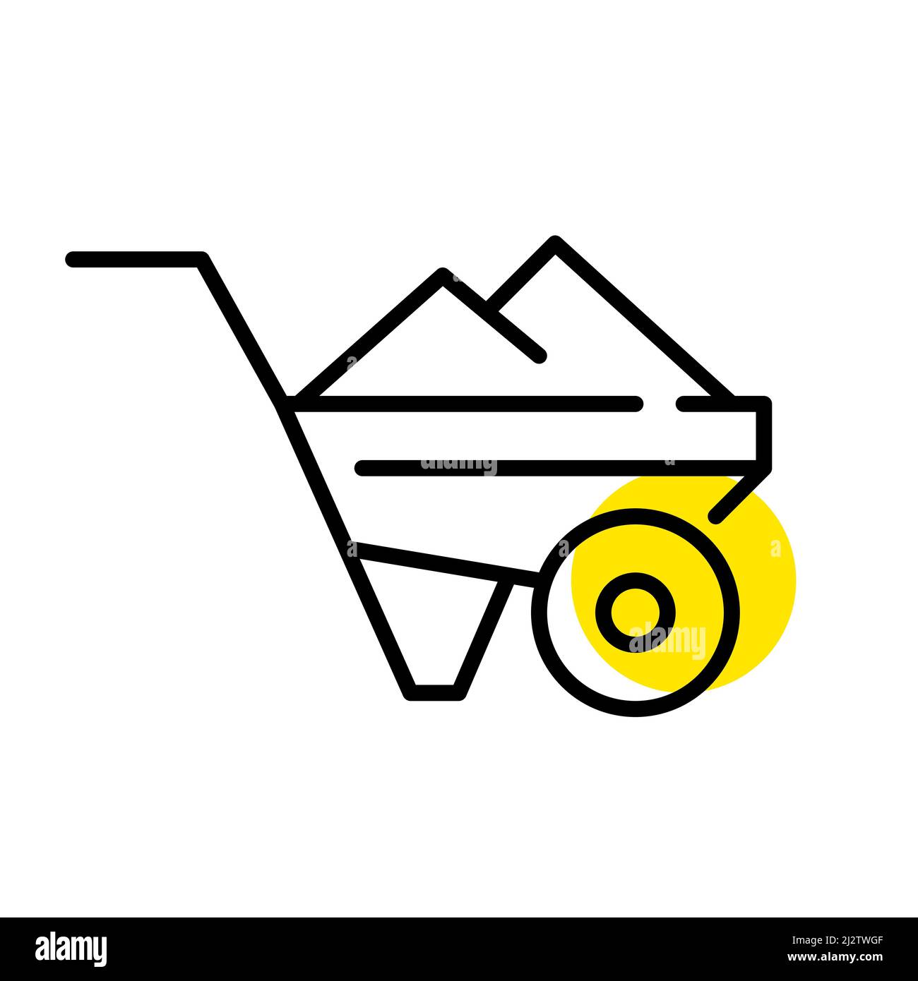 Construction wheelbarrow carrying heavy load. Pixel perfect, editable ...