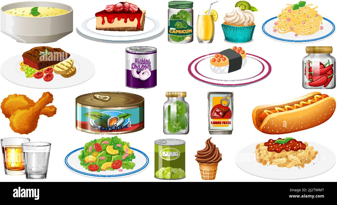 Set of different foods illustration Stock Vector Image & Art - Alamy
