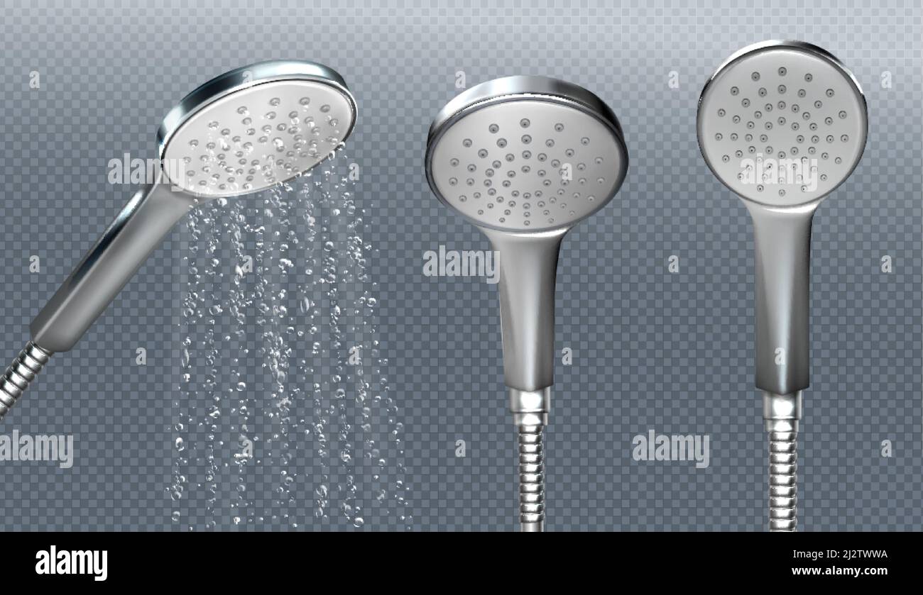 Shower head with water spray isolated on transparent background. Vector ...
