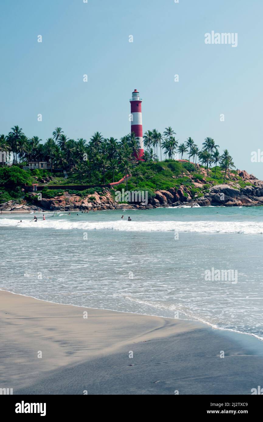 Vizhinjans Light House on Kollam Beach state Kerala India Stock Photo ...
