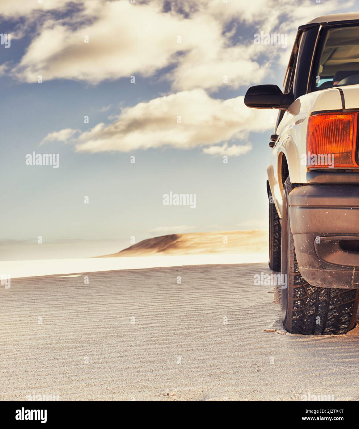 Venturing where few go. Shot of a heavy duty 4x4 driving along some ...