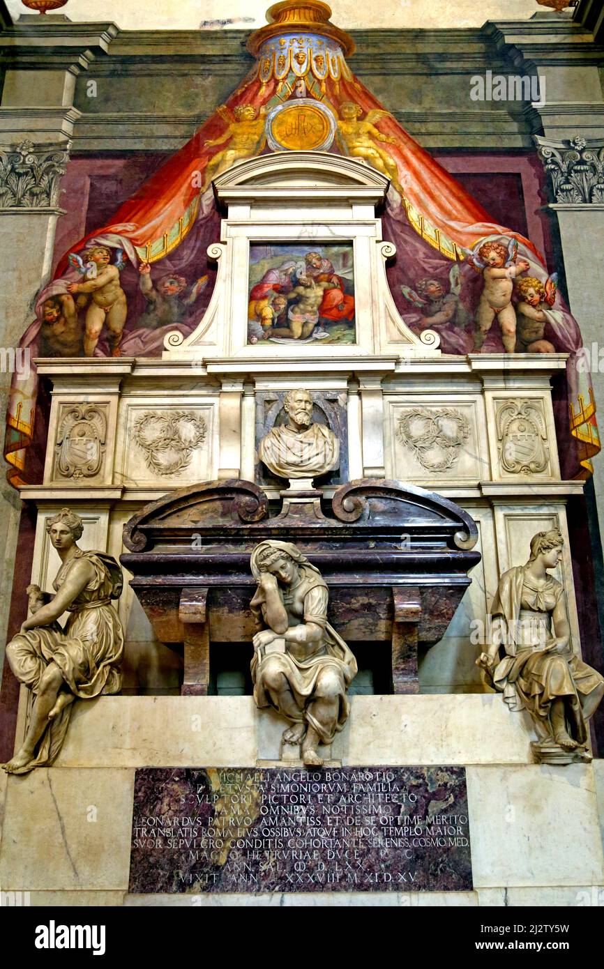 The tomb of Michelangelo in Basilica Santa Croce in Florence Italy ...