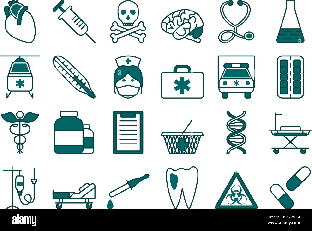 Medical Icon Set. Editable Bold Outline With Color Fill Design. Vector ...