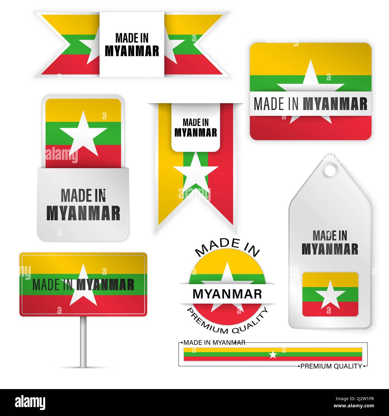 Made in Myanmar graphics and labels set. Some elements of impact for ...